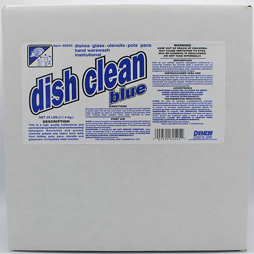60550 Dish Clean Blue Warewash Detergent, 50# Box, each