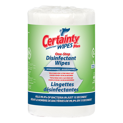 Certainty® Plus Biodegradable Disinfectant Wipes 400/RL
