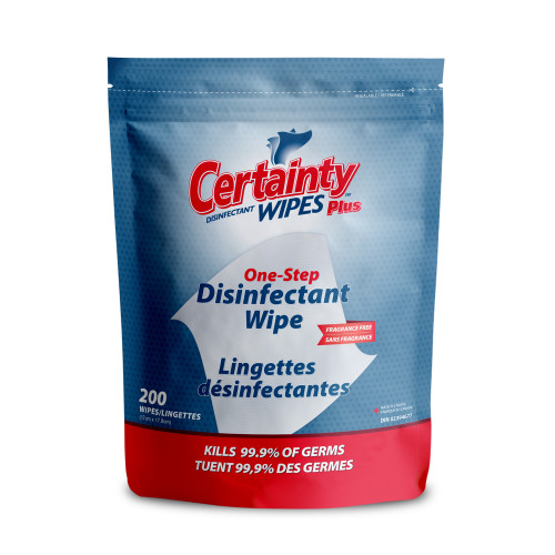 Certainty 96200R Certainty Plus Disinfectant Wipes Pouch, 6.7 x 7, 200 ...