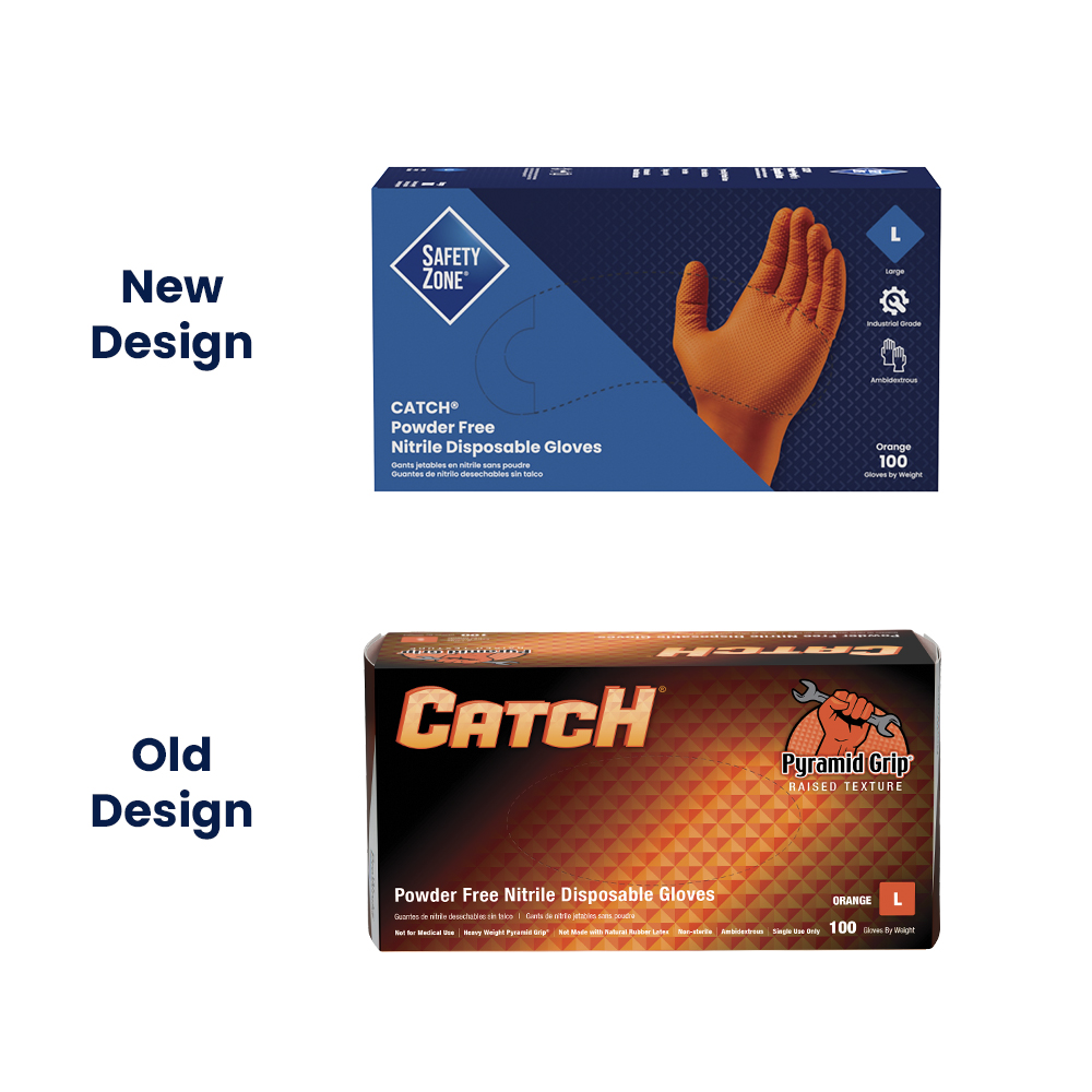 CATCH ORG NITRILE POWDER FREE PYRAMID GRIP GLOVES 10/100 LG