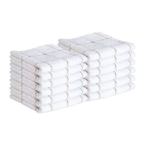 DISH CLOTH TAN CHECK 12DZ/CTN