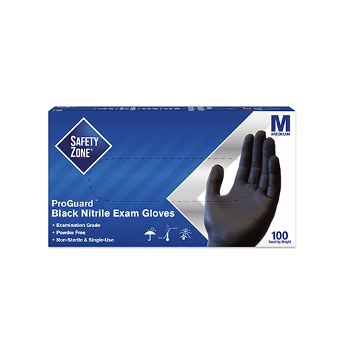 Shop Safety Zone® Nitrile Exam Powder Free Black Gloves Medium 100 x 10 ...