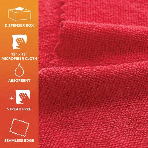 Monarch Brands M950R Smart Rags Microfiber Cloths 12x12 Red