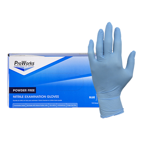 ProWorks Blue Nitrile Powder-Free Exam Gloves, 5 mil (HOS-GL-N106F) - L