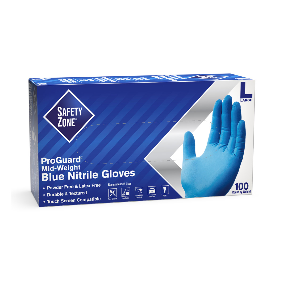 The Safety Zone Blue Nitrile Gloves, 3.7 Mil, Powder Free - SZ-GNPR ...