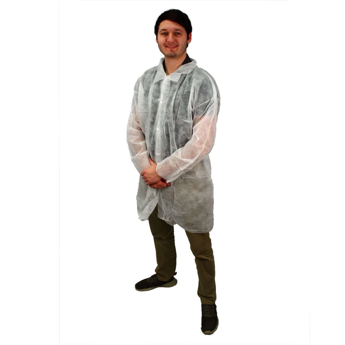 Safety Zone® PolyLite® Lab Coat w/ No Pockets, Snap Front & Open Wrists ...