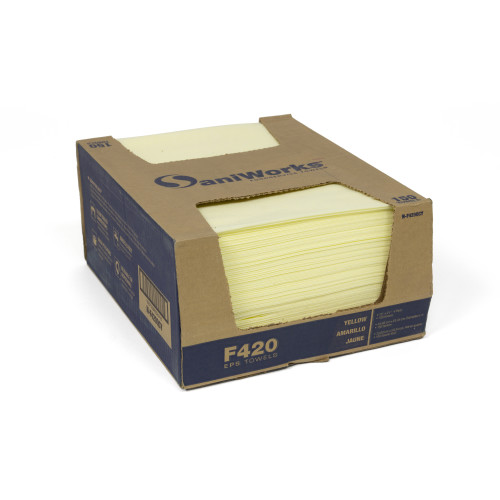 SaniWorks N-F420QCY SaniWorks EPS Towels, Yellow, 13" x 21", 1/4 Fold ...