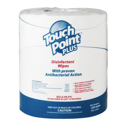 Touch Point WD1200 Touch Point Plus Disinfectant Wipes Large Roll, 8" x ...